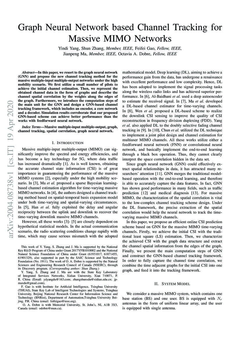 Graph Neural Network based Channel Tracking for Massive MIMO Networks | DeepAI