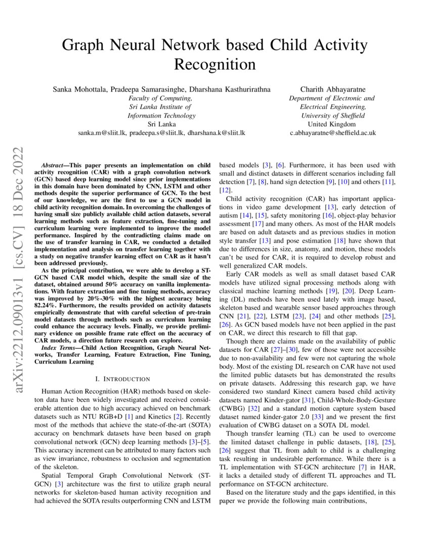 Graph Neural Network based Child Activity Recognition | DeepAI