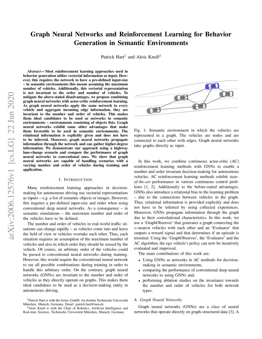 Graph Neural Networks And Reinforcement Learning For Behavior Generation In Semantic