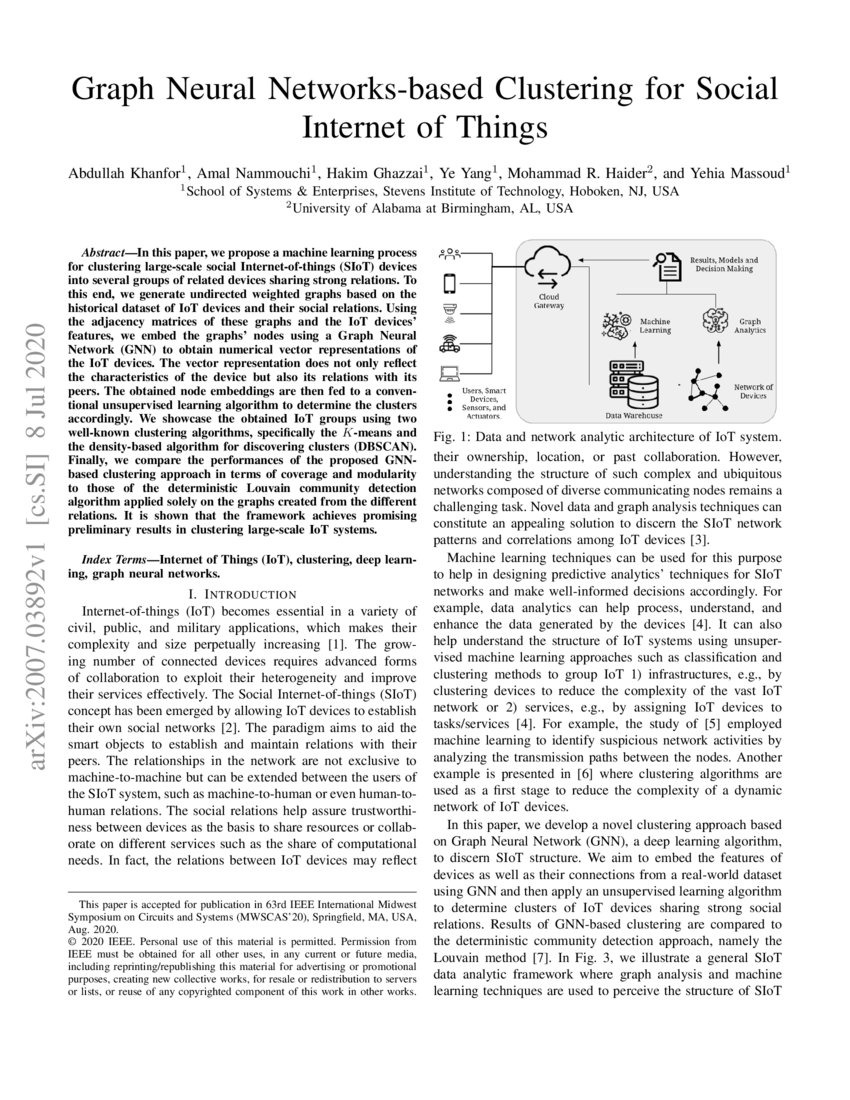 Graph Neural Networks Based Clustering For Social Internet Of Things