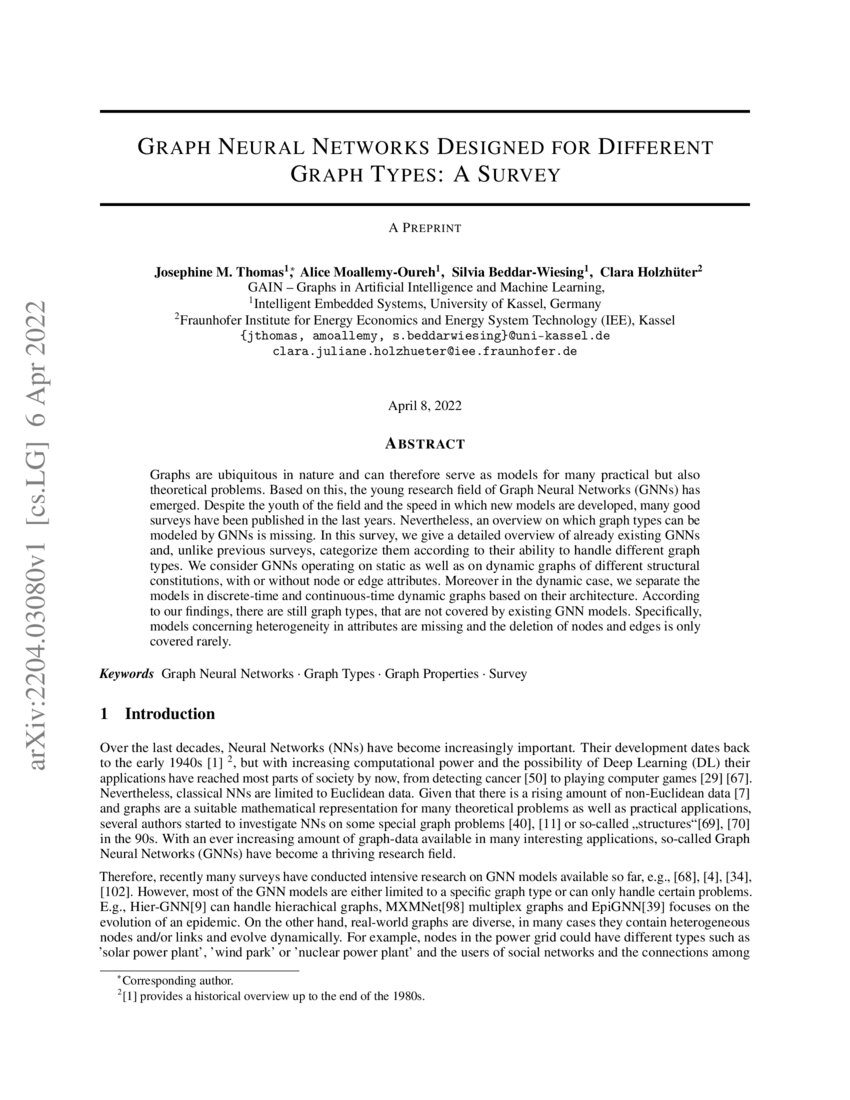 Graph Neural Networks Designed for Different Graph Types: A Survey | DeepAI