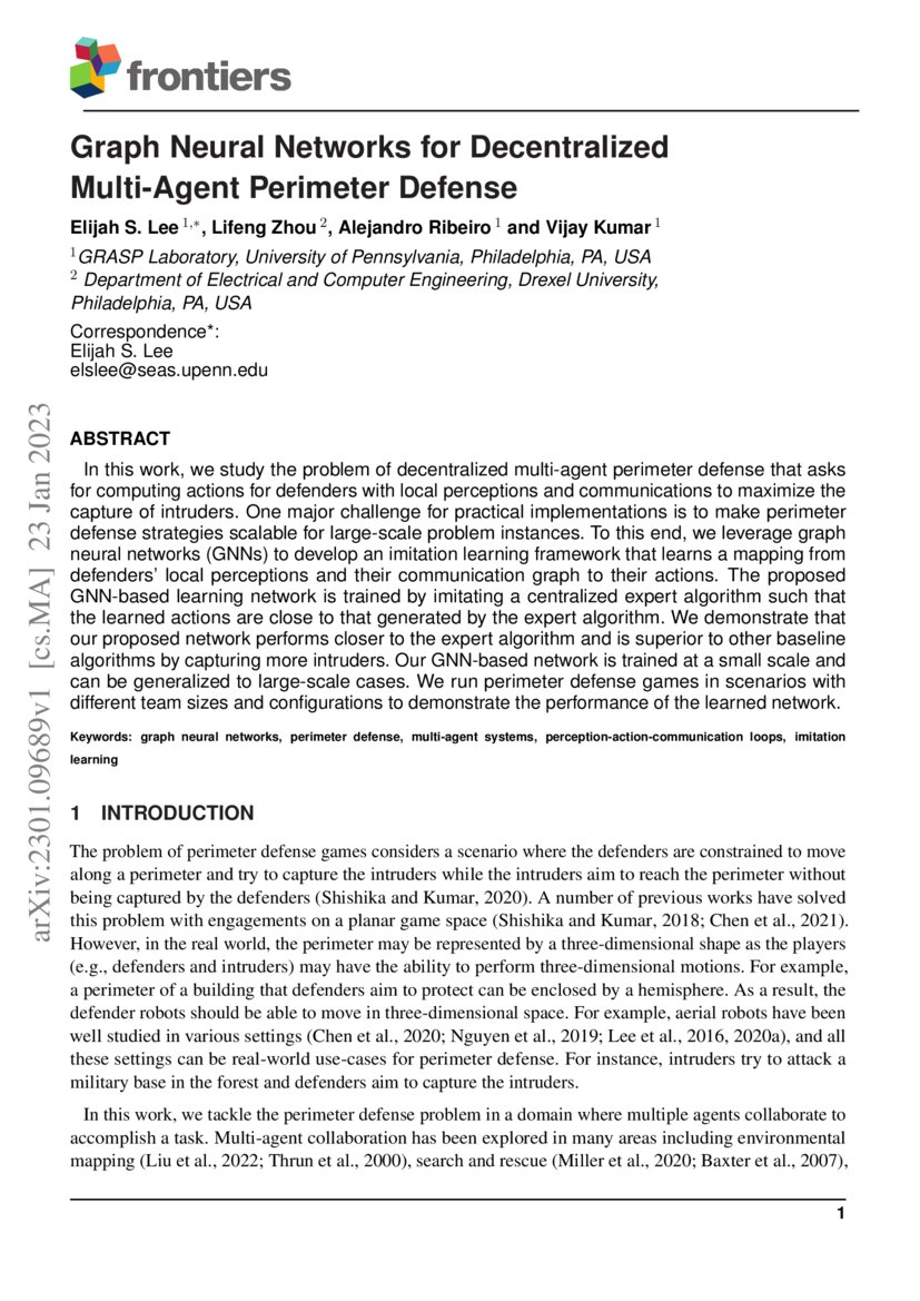 Graph Neural Networks for Decentralized Multi-Agent Perimeter Defense ... Graph Neural Networks for Decentralized Multi-Agent Perimeter Defense ...