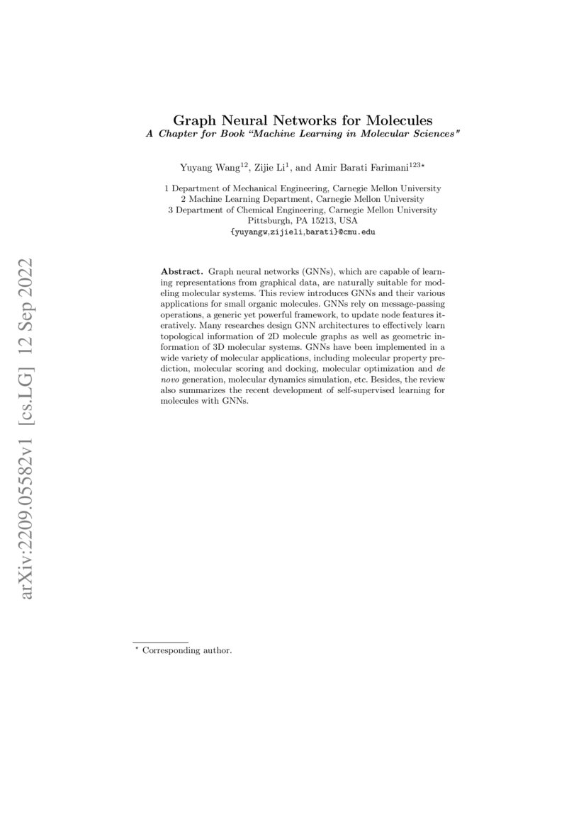 Graph Neural Networks For Molecules Deepai
