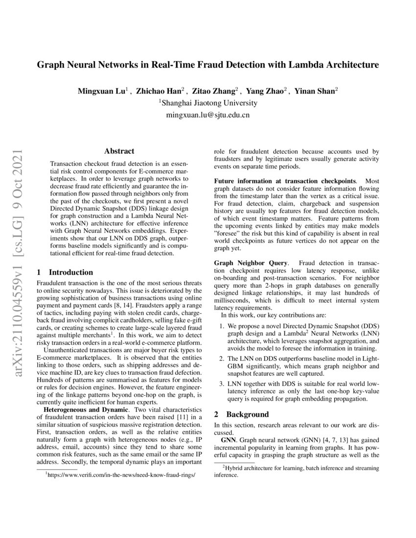 Graph Neural Networks in Real-Time Fraud Detection with Lambda ... Graph Neural Networks in Real-Time Fraud Detection with Lambda ...