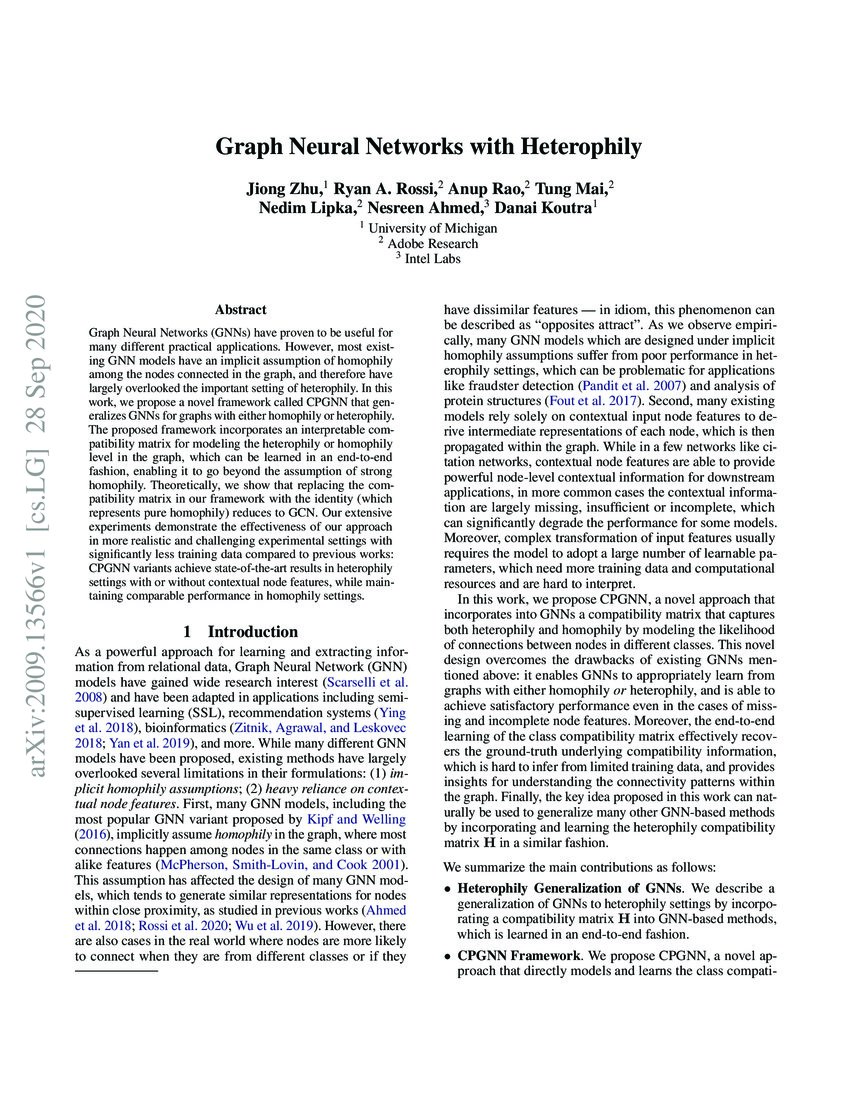 Graph Neural Networks With Heterophily Deepai