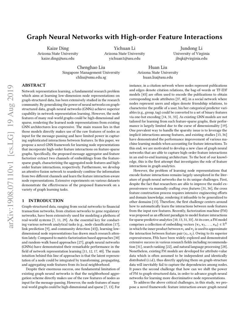 Graph Neural Networks with High-order Feature Interactions | DeepAI