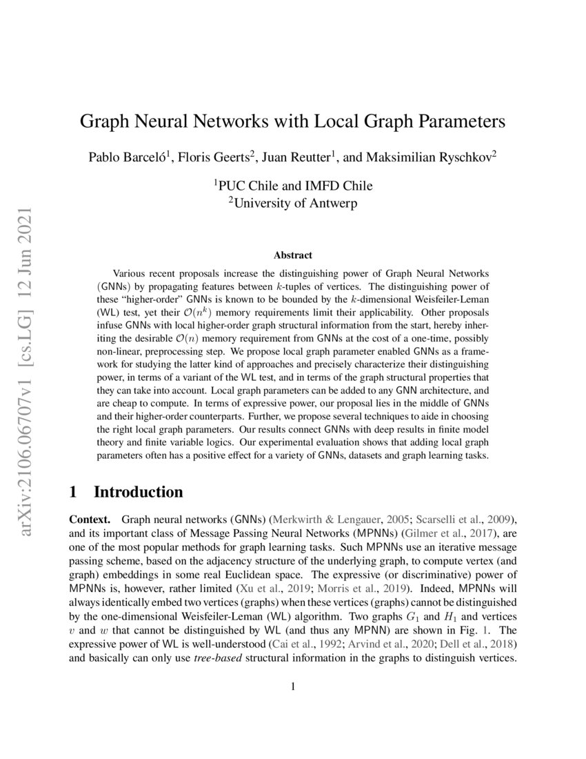 Graph Neural Networks with Local Graph Parameters | DeepAI