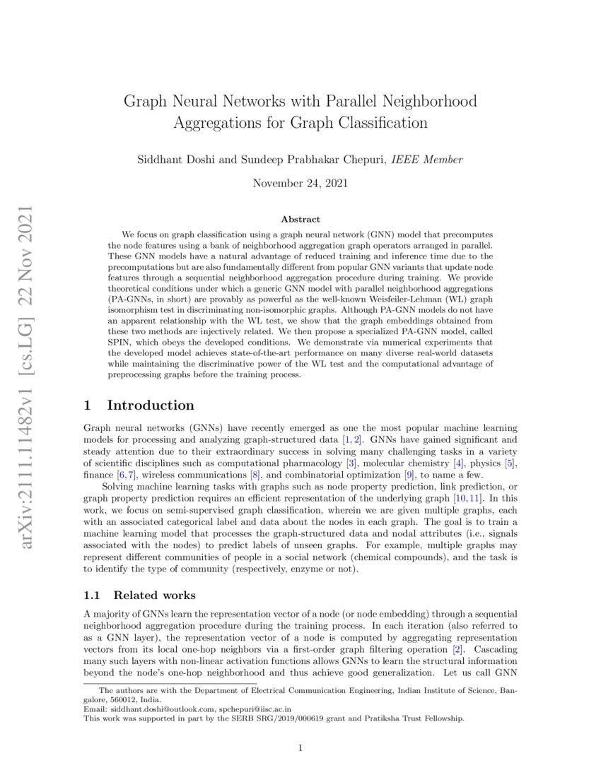 Graph Neural Networks with Parallel Neighborhood Aggregations for Graph Classification | DeepAI