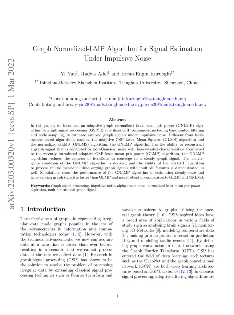 Graph Normalized Lmp Algorithm For Signal Estimation Under Impulsive Noise Deepai