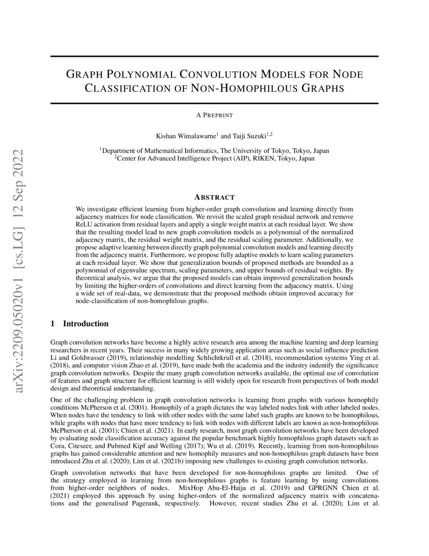 Graph Polynomial Convolution Models For Node Classification Of Non Homophilous Graphs Deepai