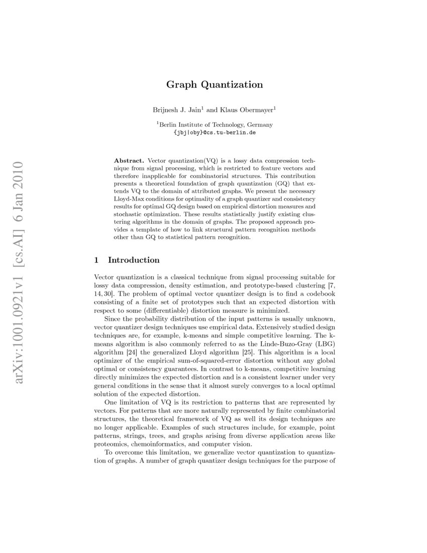 Graph Quantization Deepai