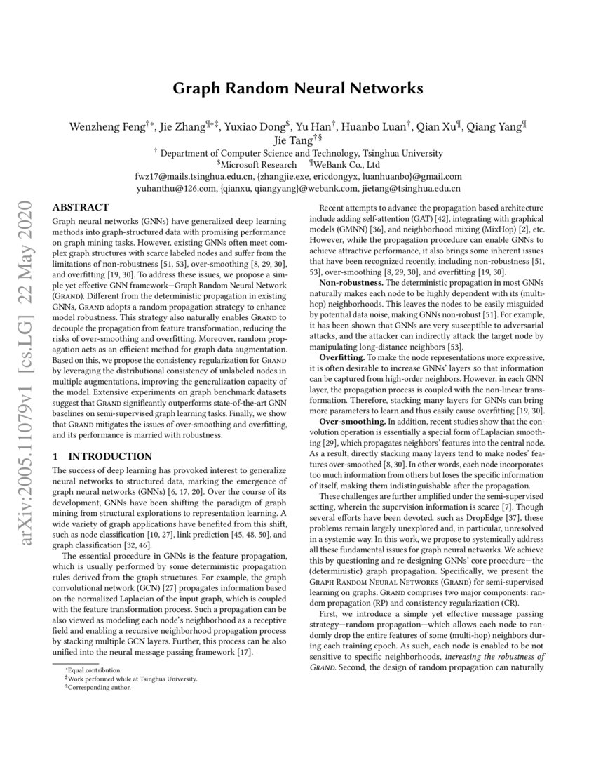 Graph Random Neural Network | DeepAI