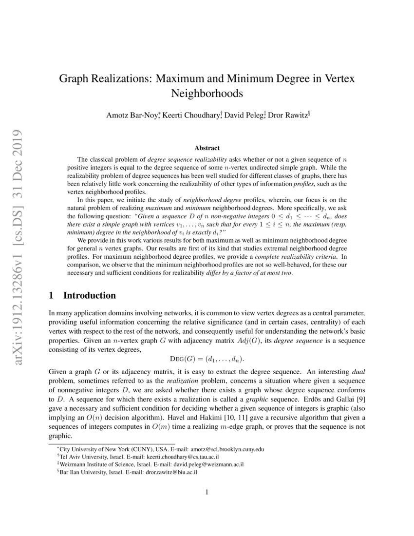 Graph Realizations Maximum And Minimum Degree In Vertex Neighborhoods