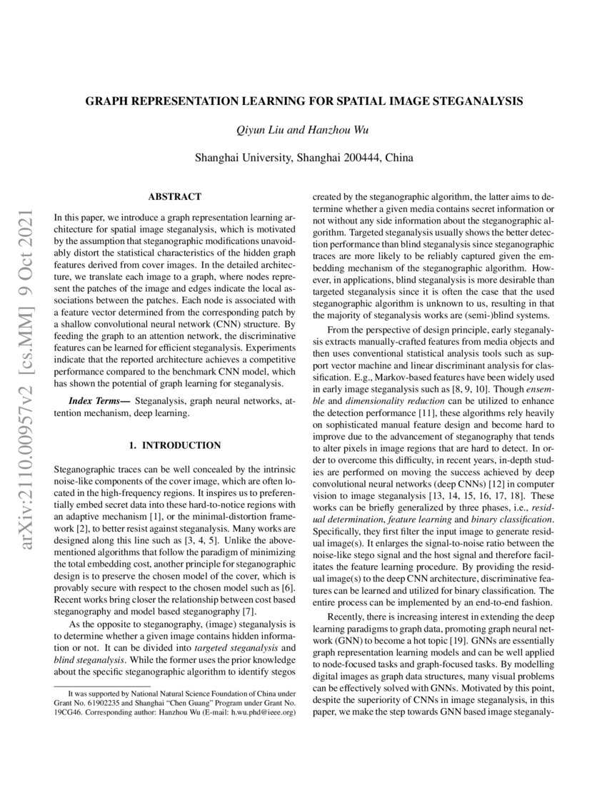 Graph Representation Learning for Spatial Image Steganalysis | DeepAI