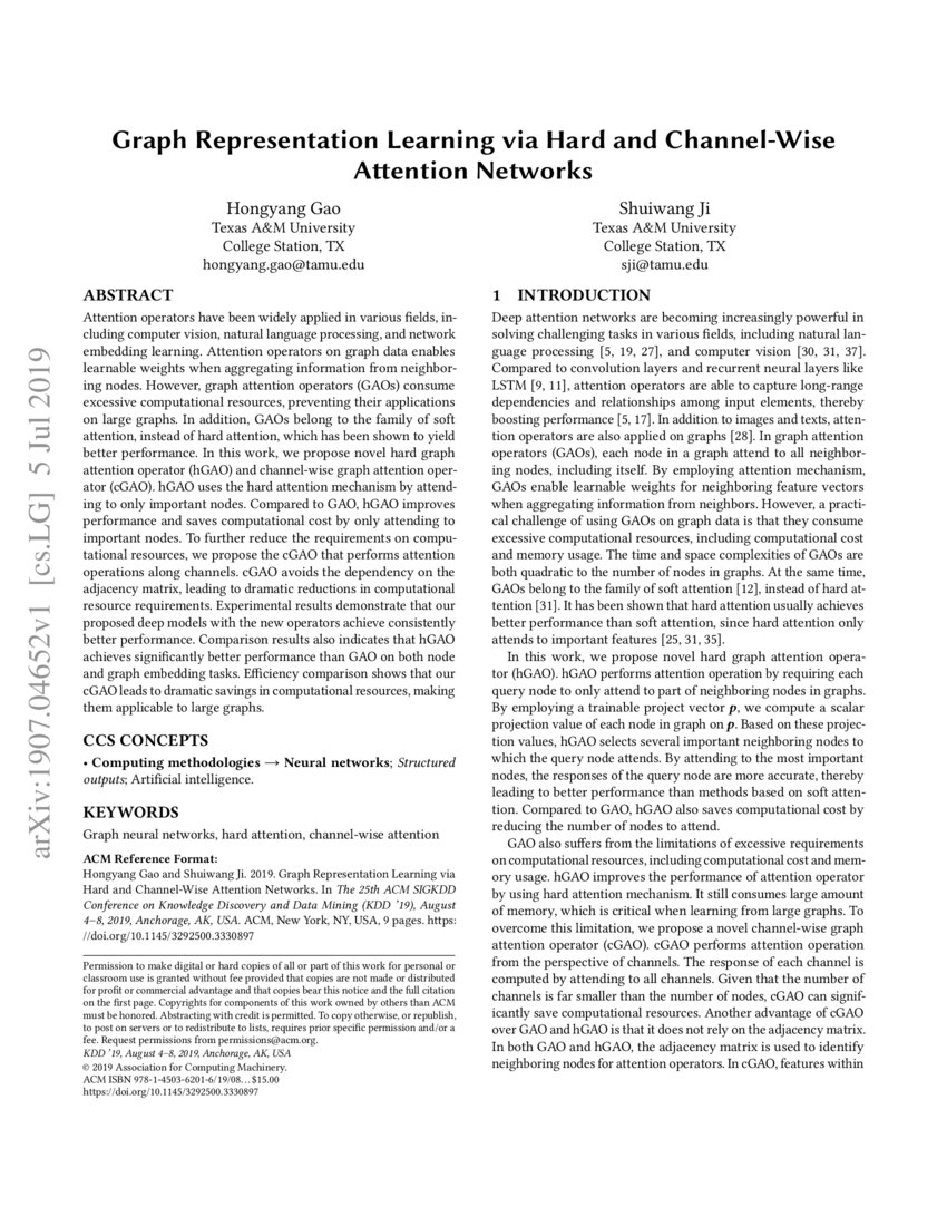 Graph Representation Learning via Hard and Channel-Wise Attention ...