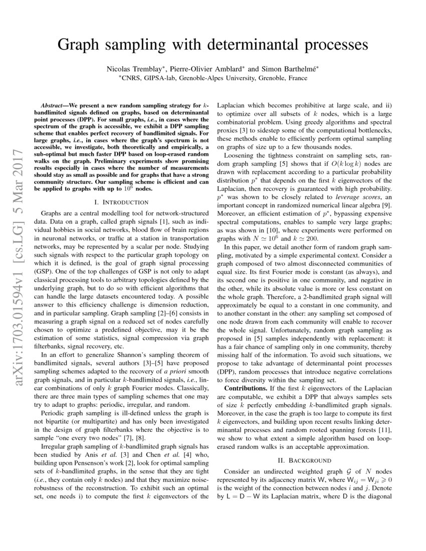 Graph sampling with determinantal processes | DeepAI