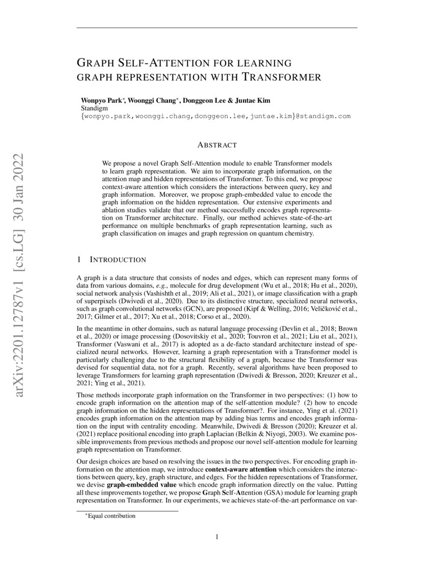 Graph Self-Attention for learning graph representation with Transformer ... Graph Self-Attention for learning graph representation with Transformer ...