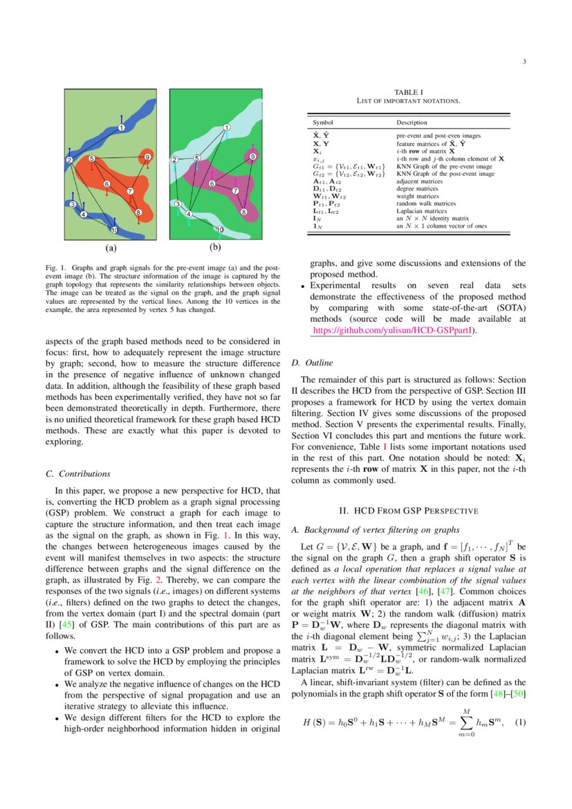 Graph Signal Processing for Heterogeneous Change Detection Part I: Vertex Domain Filtering | DeepAI