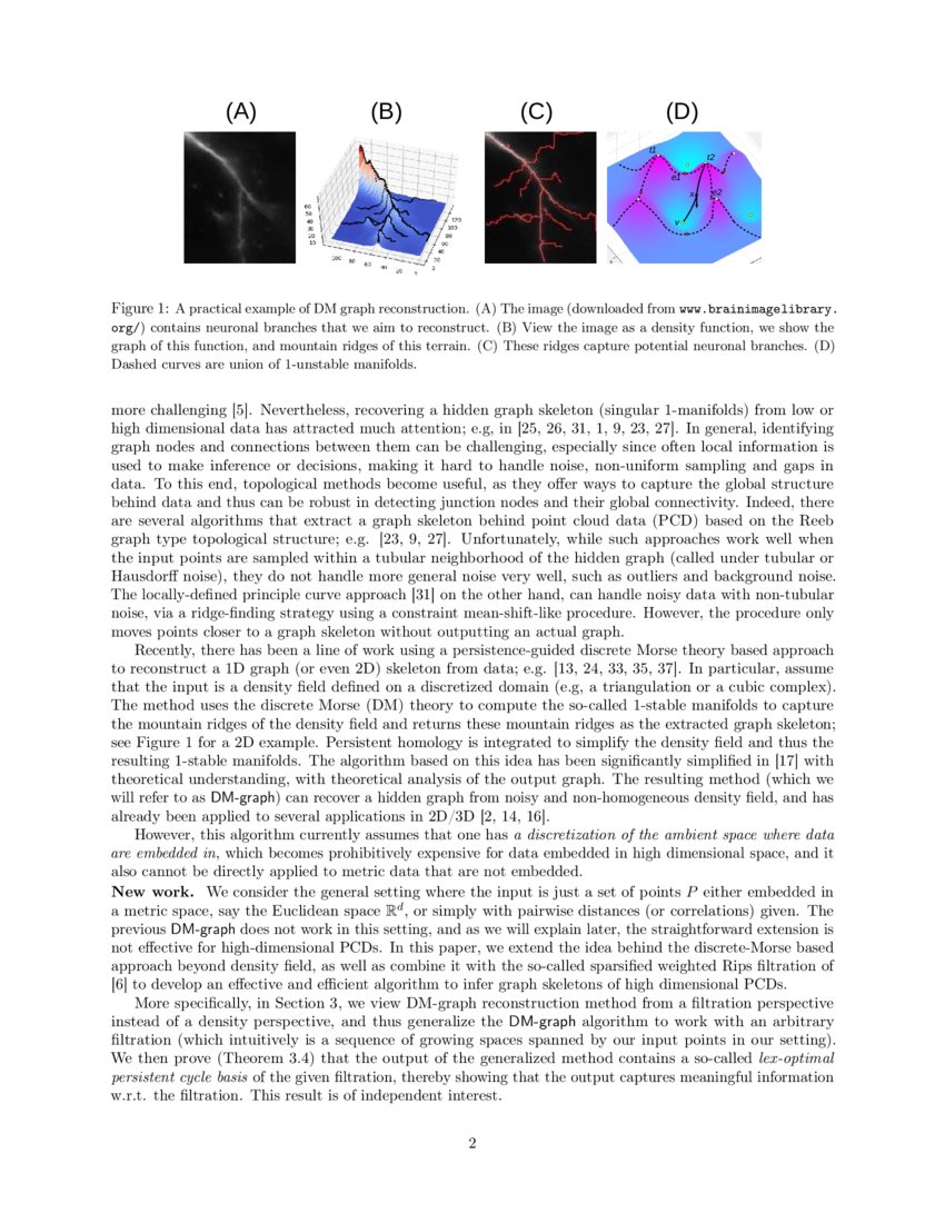Graph skeletonization of high-dimensional point cloud data via topological method | DeepAI