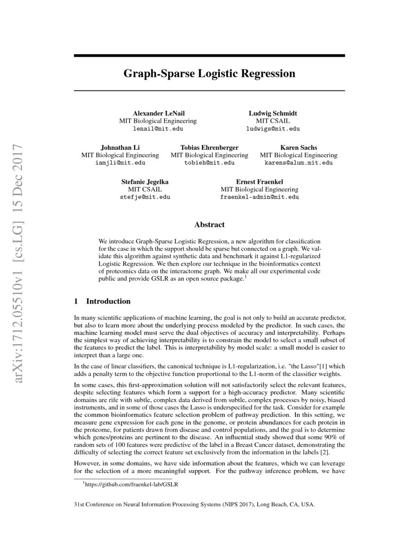 Graph-Sparse Logistic Regression | DeepAI