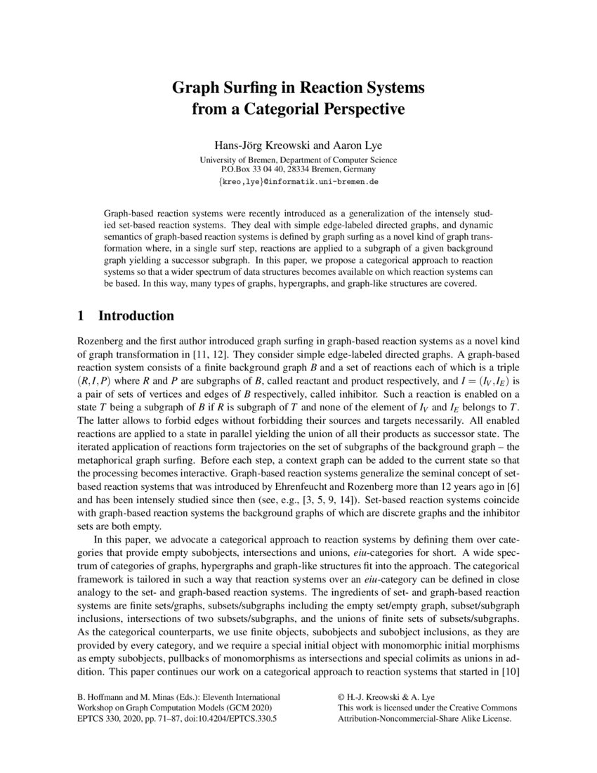 Graph Surfing in Reaction Systems from a Categorial Perspective | DeepAI