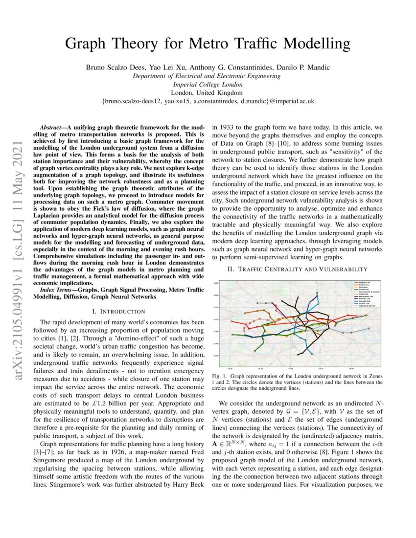 Graph Theory for Metro Traffic Modelling | DeepAI