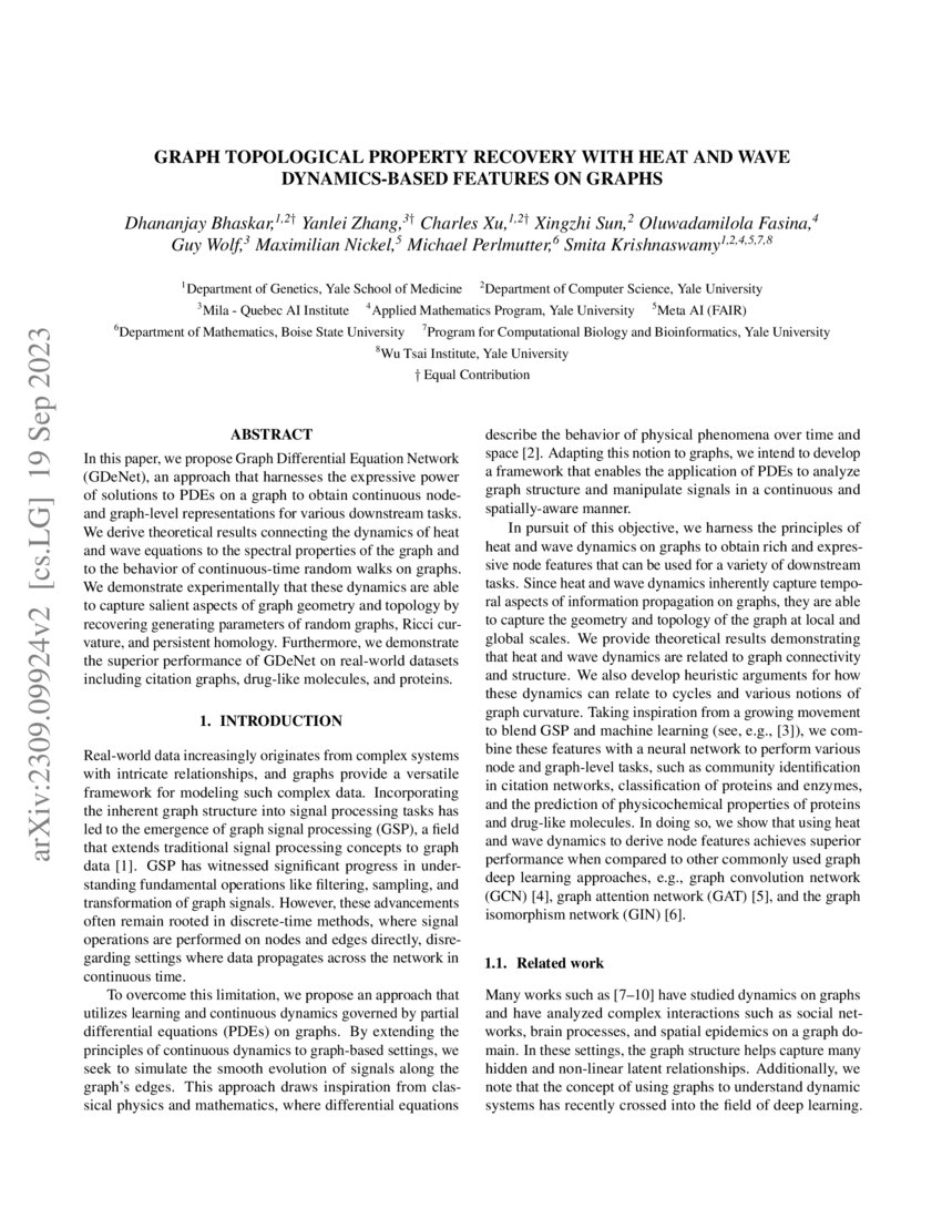 Graph Topological Property Recovery With Heat And Wave Dynamics Based Features On Graphs Deepai
