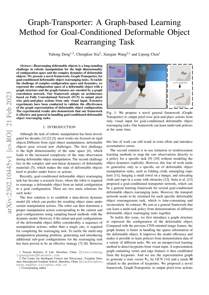 Graph Transporter A Graph Based Learning Method For Goal Conditioned Deformable Object
