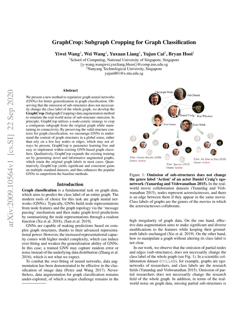 Graphcrop Subgraph Cropping For Graph Classification Deepai
