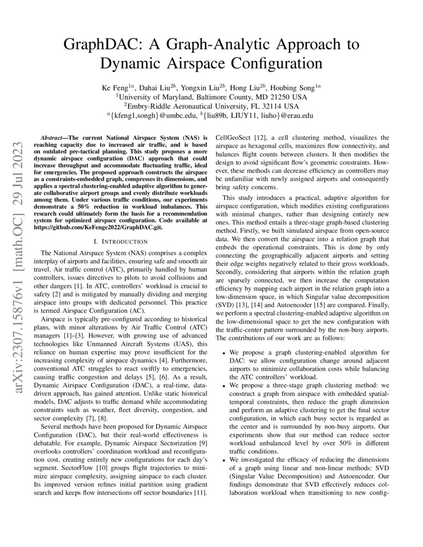 Graphdac A Graph Analytic Approach To Dynamic Airspace Configuration Deepai