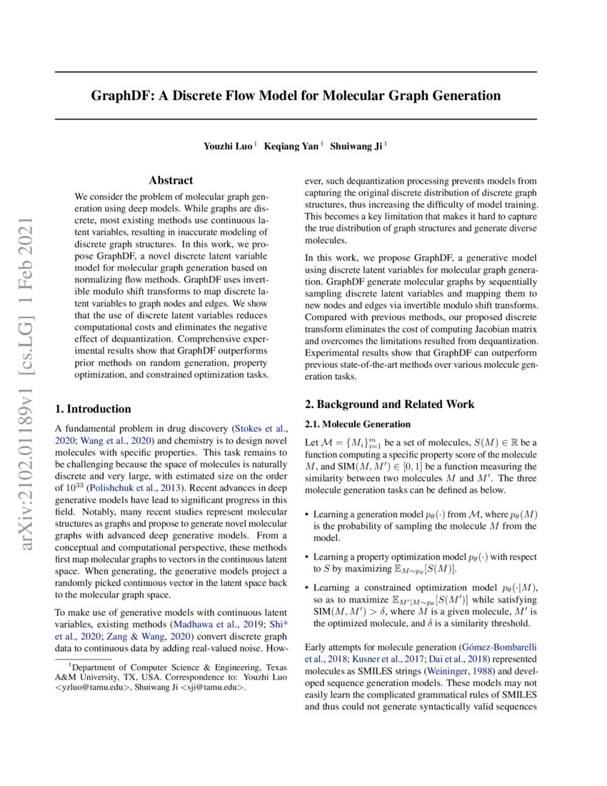 GraphDF: A Discrete Flow Model for Molecular Graph Generation | DeepAI