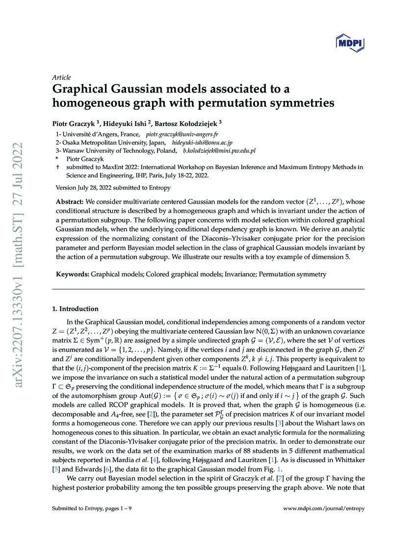 Graphical Gaussian models associated to a homogeneous graph with permutation symmetries | DeepAI