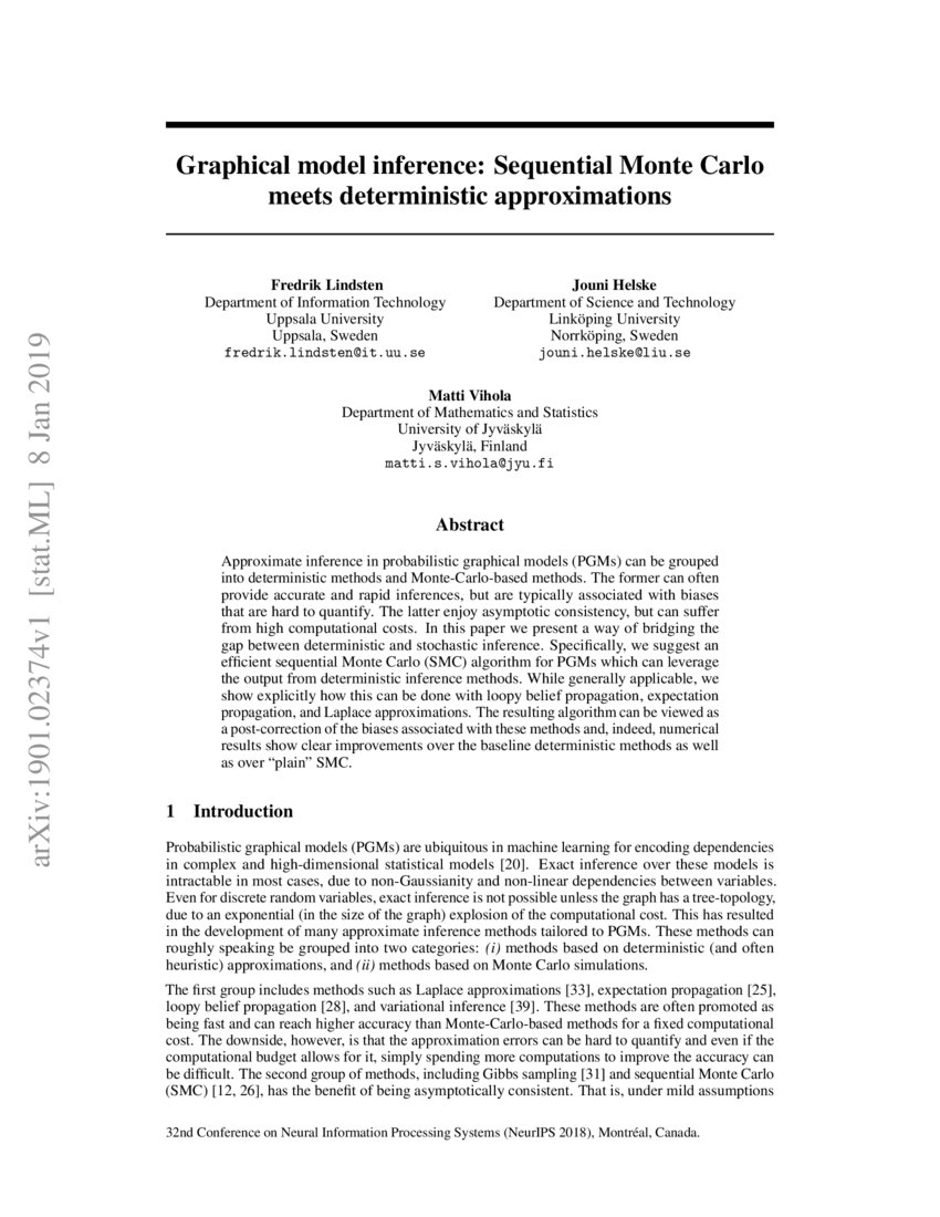 Graphical Model Inference Sequential Monte Carlo Meets Deterministic Approximations Deepai 