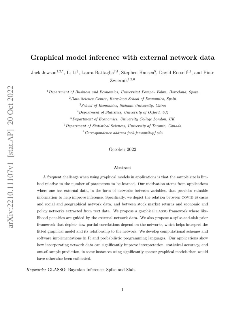 Graphical model inference with external network data | DeepAI