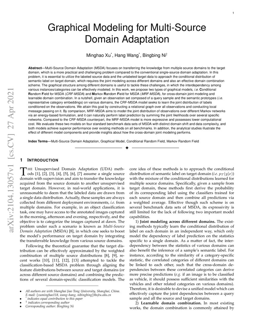 Graphical Modeling For Multi Source Domain Adaptation Deepai