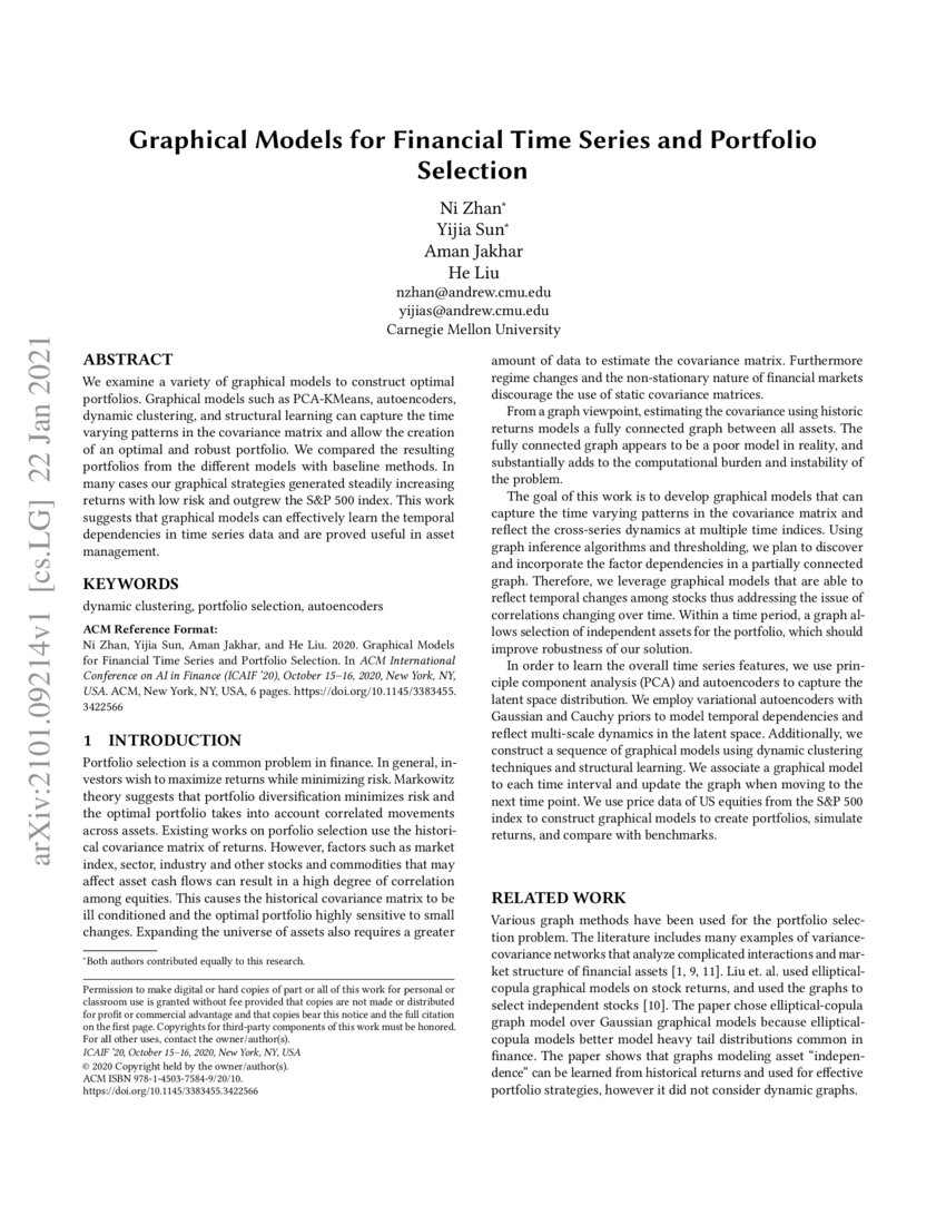 Graphical Models for Financial Time Series and Portfolio Selection | DeepAI