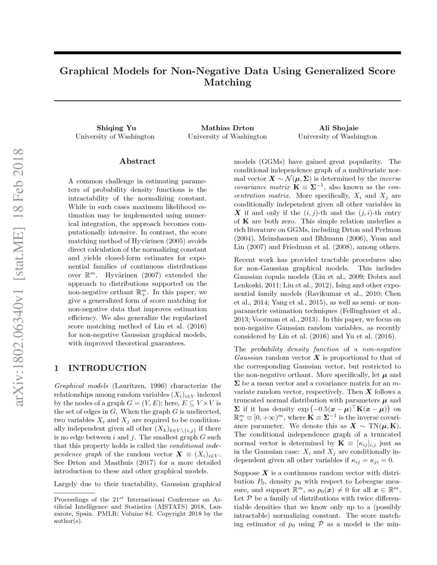 Graphical Models for Non-Negative Data Using Generalized Score Matching ...