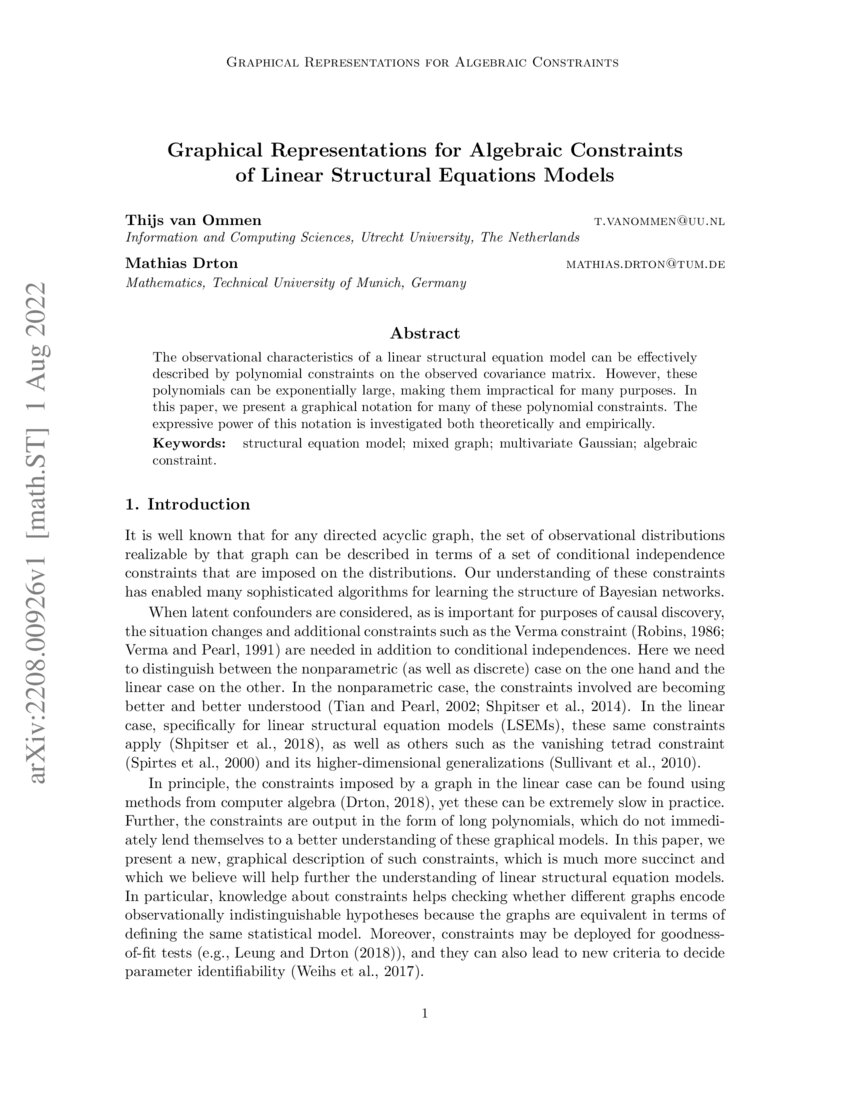 Graphical Representations for Algebraic Constraints of Linear ...