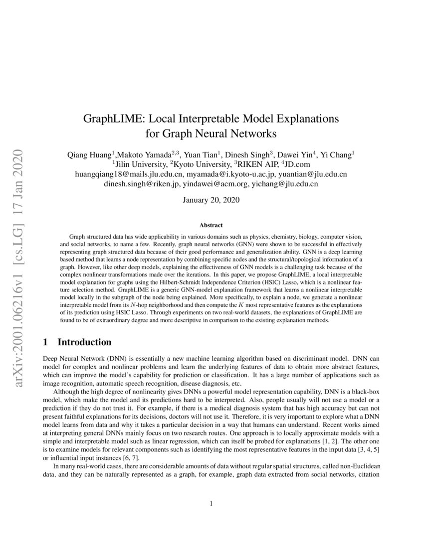 GraphLIME: Local Interpretable Model Explanations for Graph Neural Networks | DeepAI