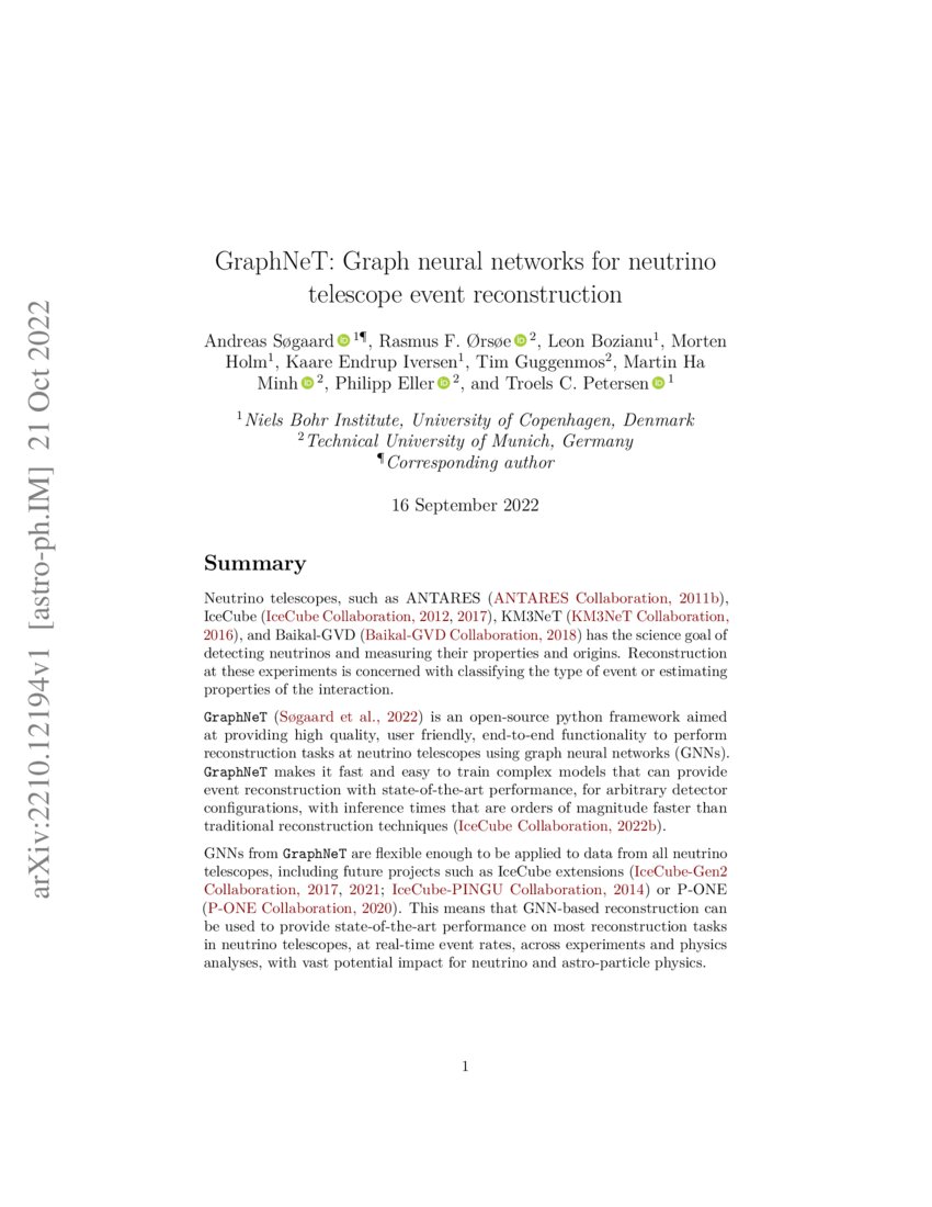 GraphNeT: Graph neural networks for neutrino telescope event ...