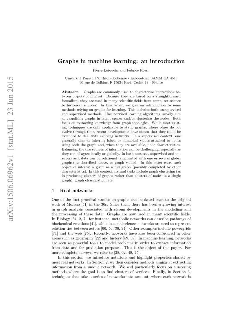 Graphs in machine learning: an introduction | DeepAI