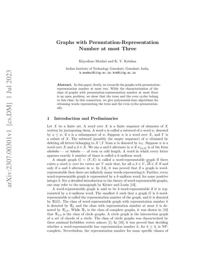 Graphs With Permutation Representation Number At Most Three Deepai