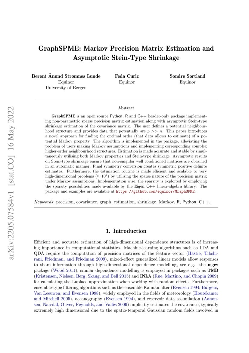GraphSPME: Markov Precision Matrix Estimation and Asymptotic Stein-Type Shrinkage | DeepAI
