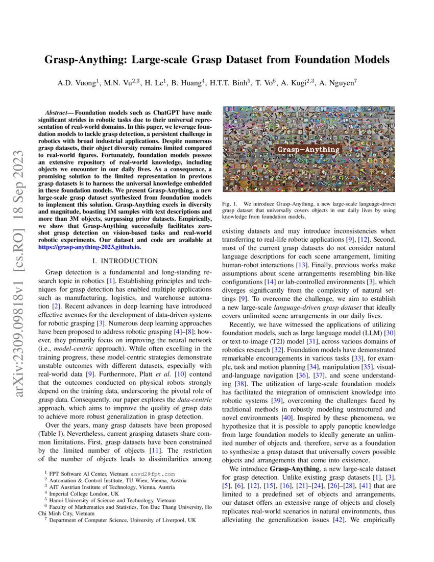 Grasp-Anything: Large-scale Grasp Dataset from Foundation Models | DeepAI