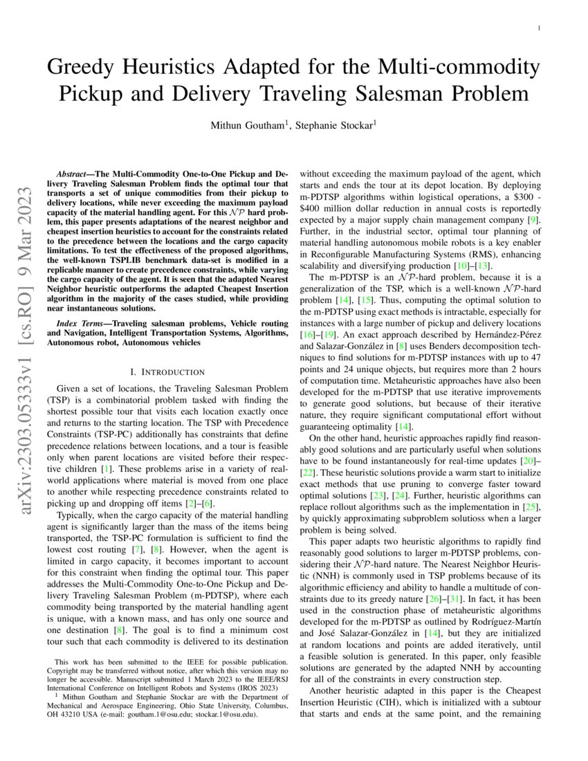 Greedy Heuristics Adapted for the Multi-commodity Pickup and Delivery Traveling Salesman Problem ...