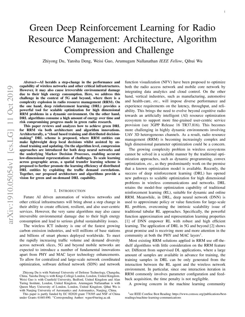 Green Deep Reinforcement Learning for Radio Resource Management ...