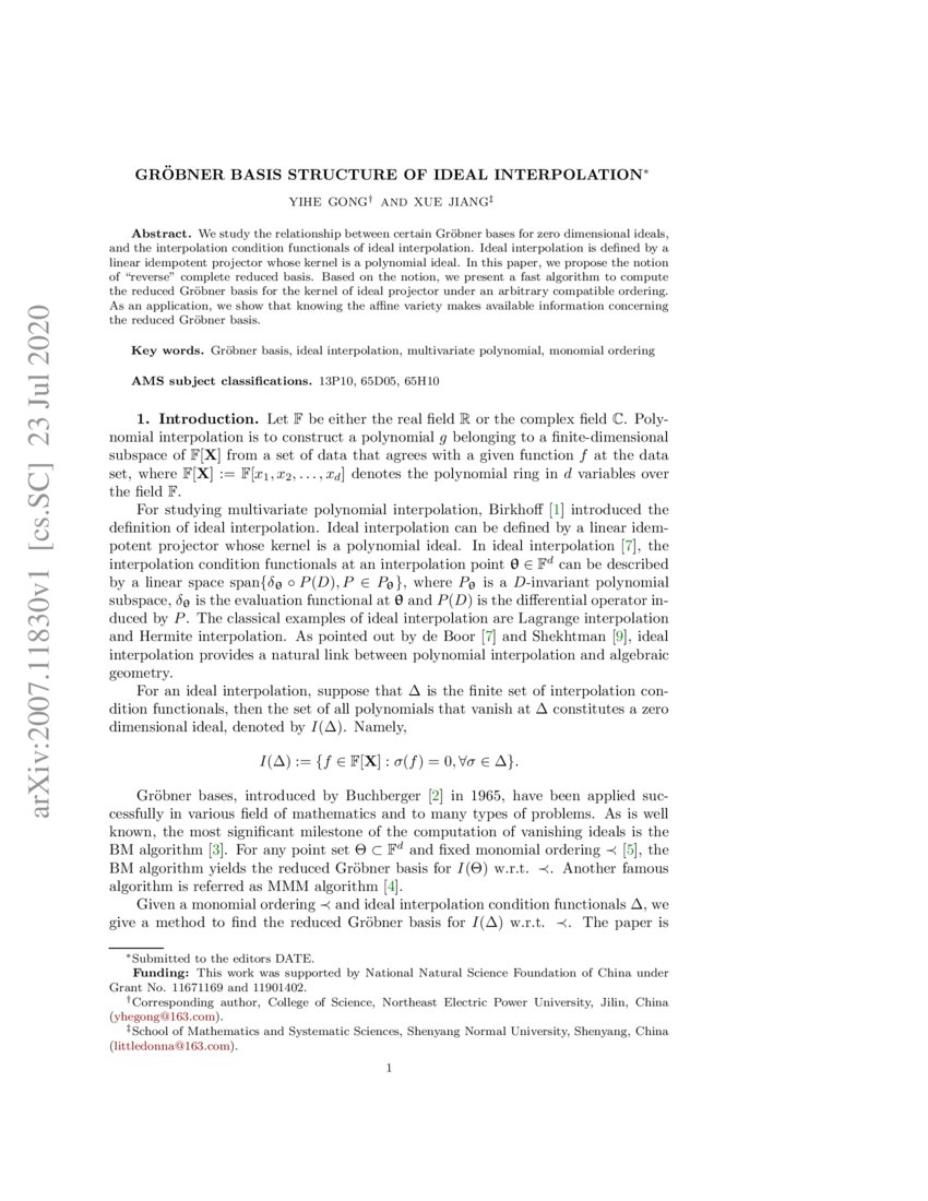 Groebner basis structure of ideal interpolation | DeepAI