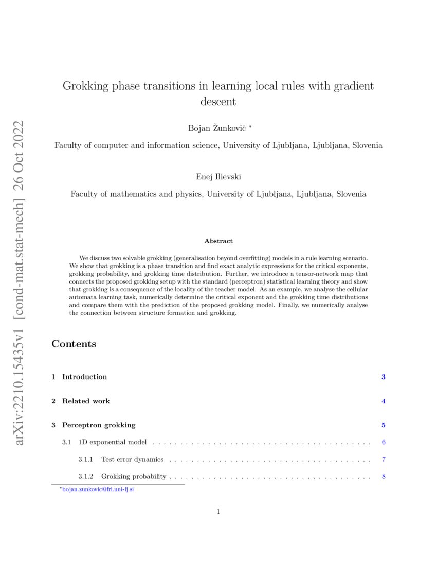 Grokking phase transitions in learning local rules with gradient descent | DeepAI