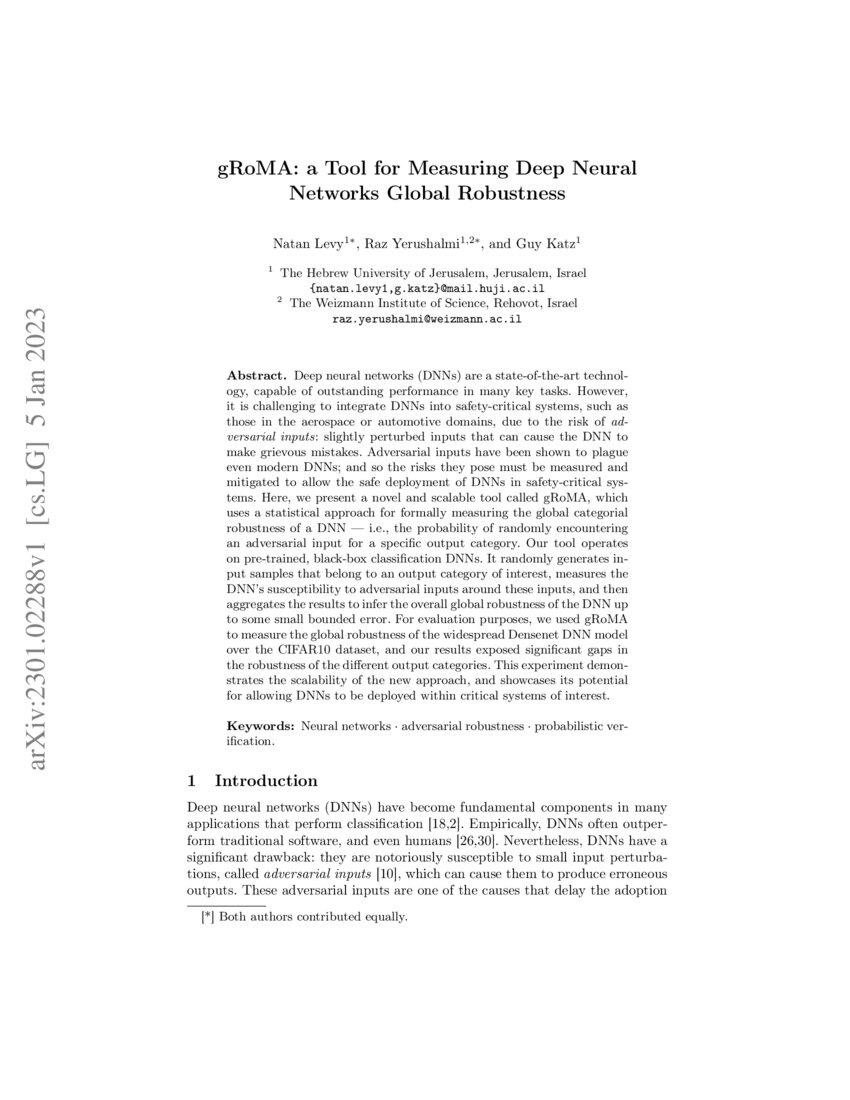Groma A Tool For Measuring Deep Neural Networks Global Robustness Deepai