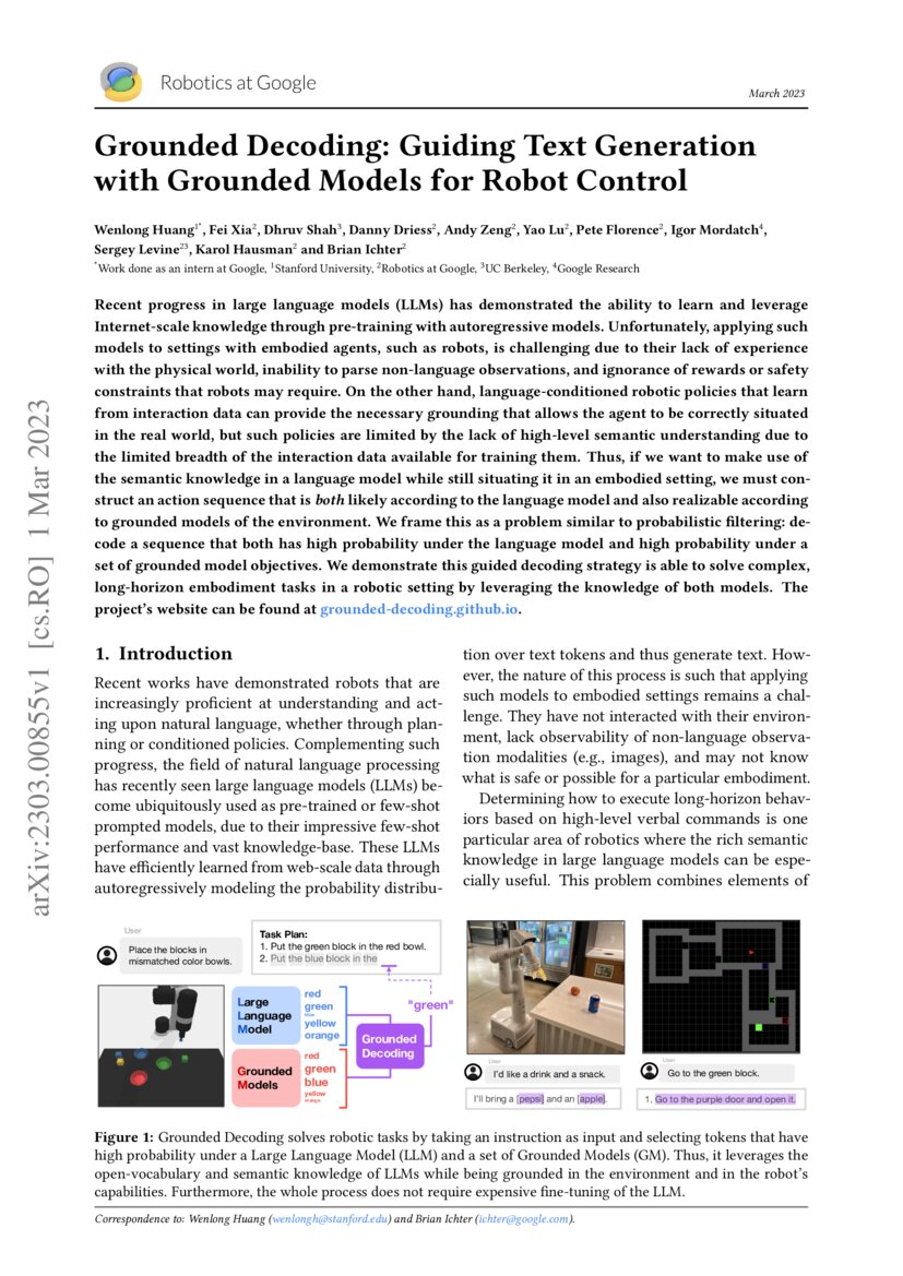 Grounded Decoding: Guiding Text Generation with Grounded Models for ...